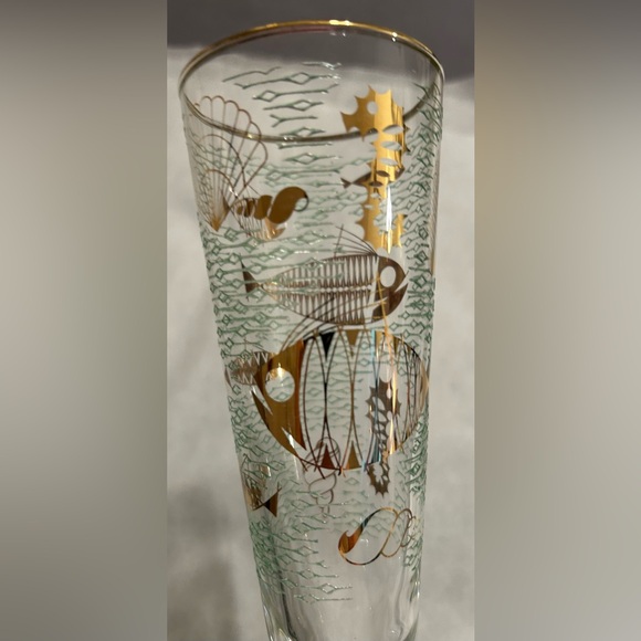 Libbey | Dining | 4 Vintage Libbey Etched Aquamarine Waves W Seahorses ...